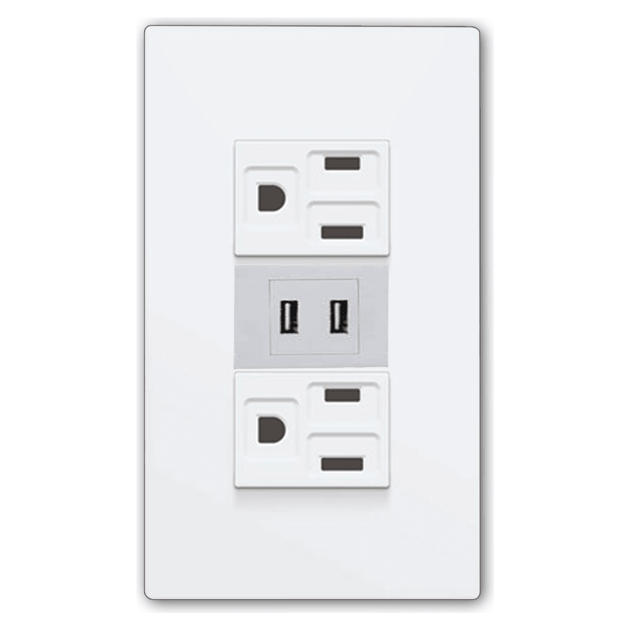 Powerhouse Electric 3 Gang Plate w/ Duplex Universal Outlet w USB & Ty ...