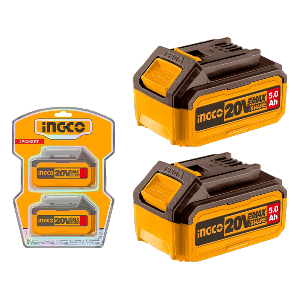 Ingco COSLI240464 Li-Ion 20V 5.0AH Battery Kit 2PCS – Goldpeak Tools PH