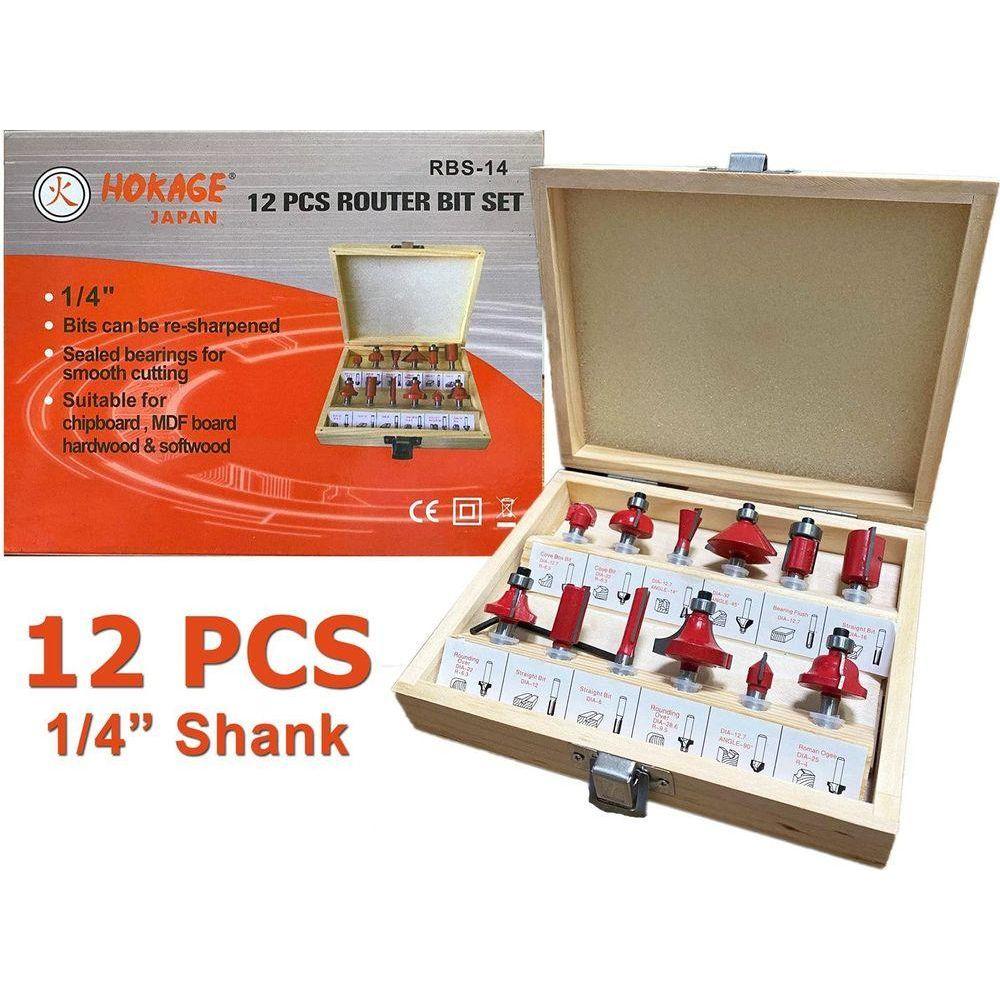 Hokage Router Bit Set (12 pcs/set) – Goldpeak Tools PH