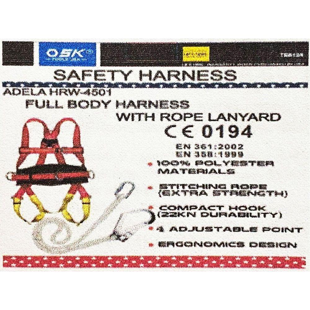 OSK TE5124 Full Body Safety Harness with Lanyard with Big Hook ...