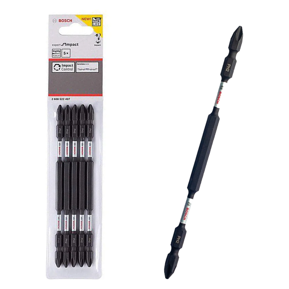 Bosch PH2 Impact Double Ended Screwdriver Bit Set 5Pcs 150MM (26085224 ...