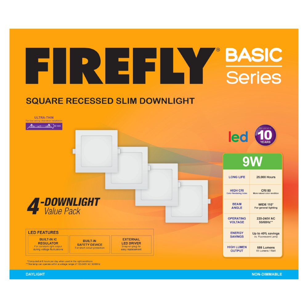 Firefly V40EDL1126 LED Downlight 4pcs. Value Pack Recessed Slim Ultra ...