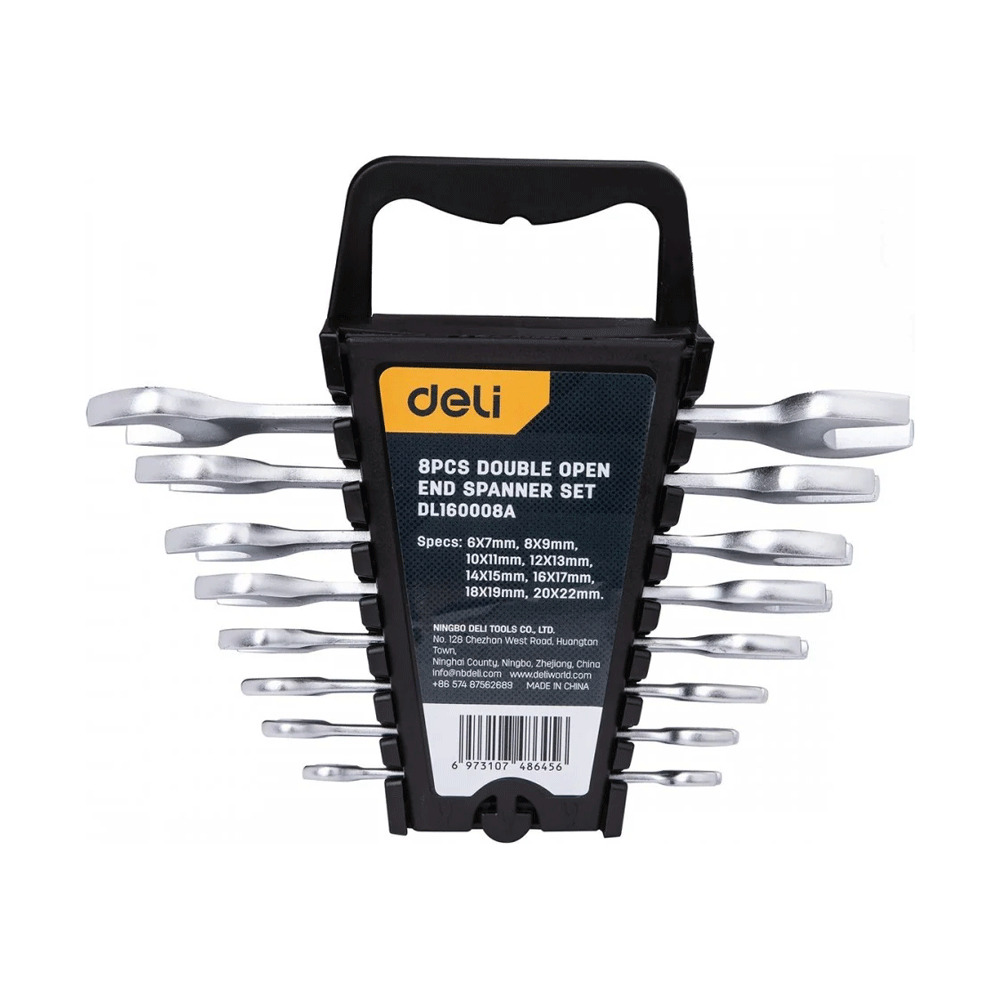 Deli EDL160008A Double Open End Spanner Set 8pcs – Goldpeak Tools PH