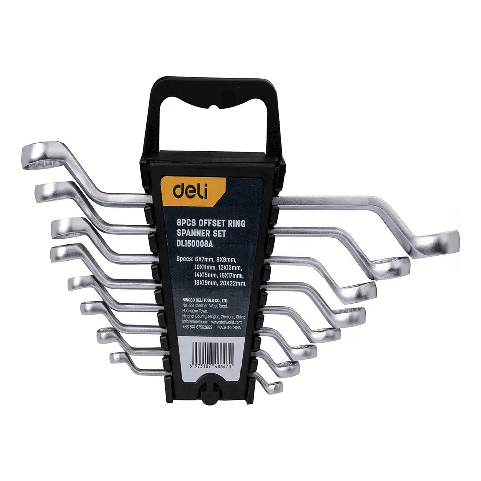 Deli EDL150008A Offset Ring Spanner Set 8pcs – Goldpeak Tools PH
